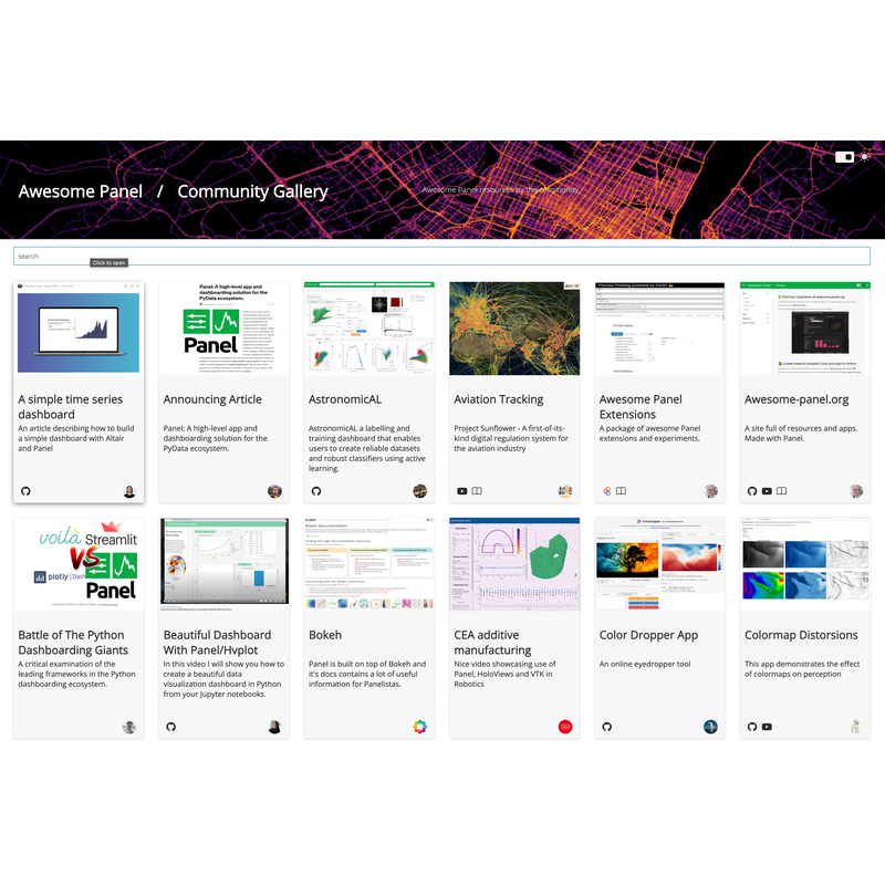 App Gallery — Panel v1.3.0a7